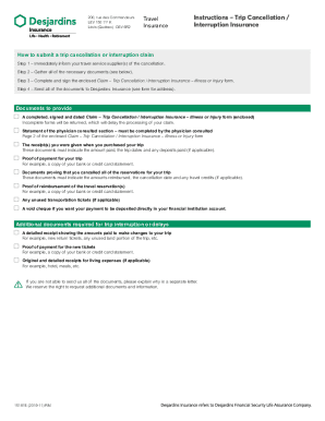 Fillable Online InstructionsTrip Cancellation / Interruption Insurance ...