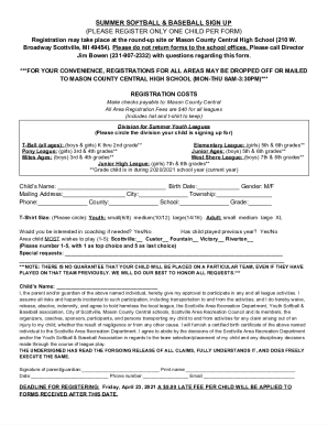 Fillable Online Softball Registration Form Template - Fill Out and Sign ...