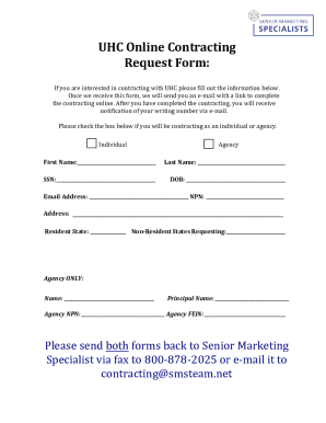 Fillable Online UHC Online Contracting Request Form Fax Email Print ...