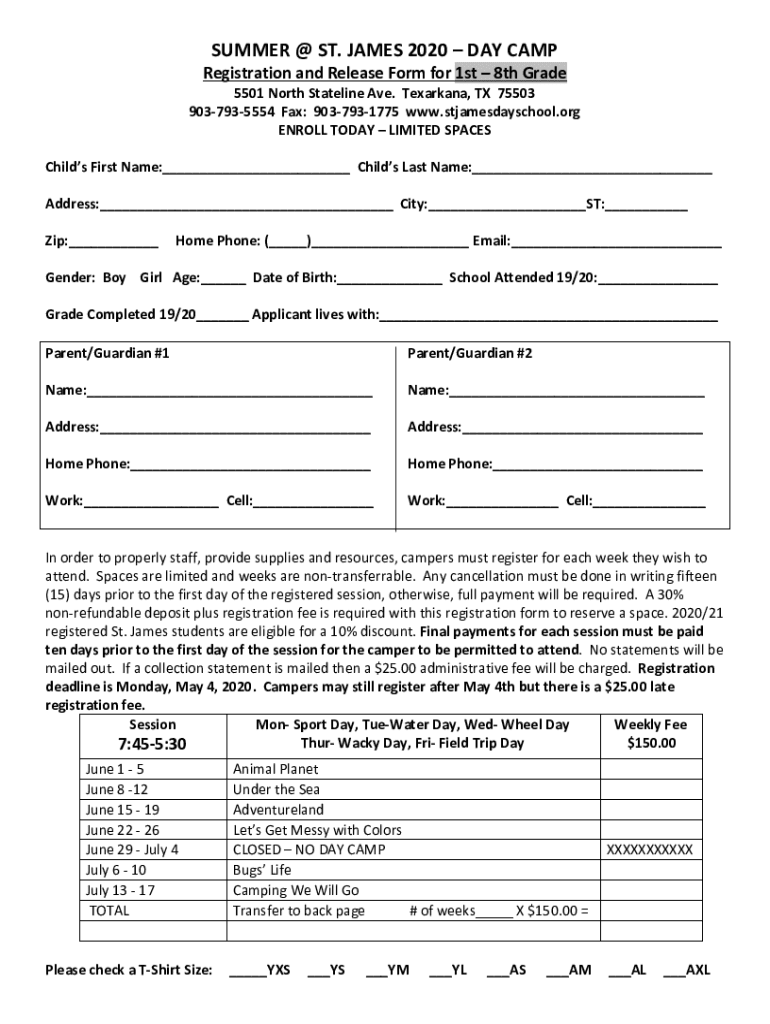 Fillable Online Summer Camp Schedule Template - PDF Templates JotForm ...