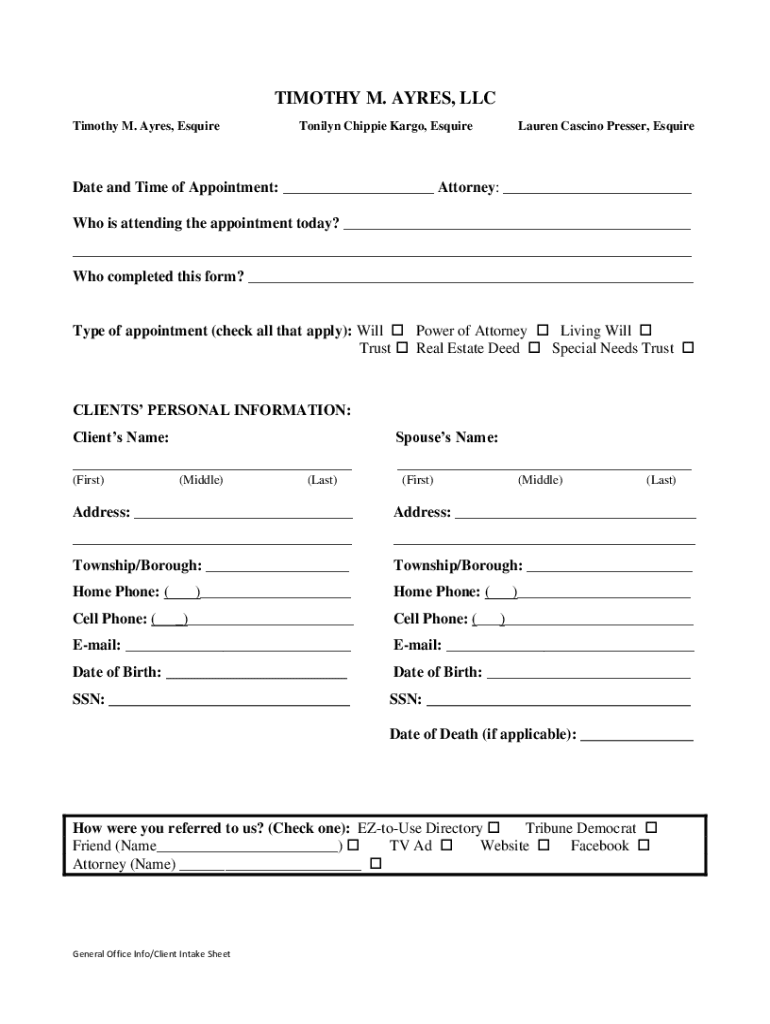 Fillable Online TIMOTHY M. AYRES, LLC Fax Email Print - pdfFiller