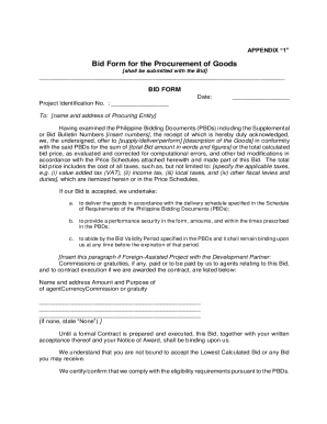 Fillable Online tieza gov Bid Form for the Procurement of Goods - gppb ...