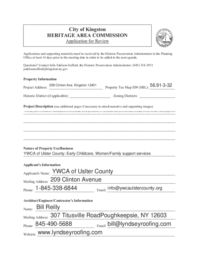 Fillable Online Welcome to the City of Kingston, NY - Heritage ...