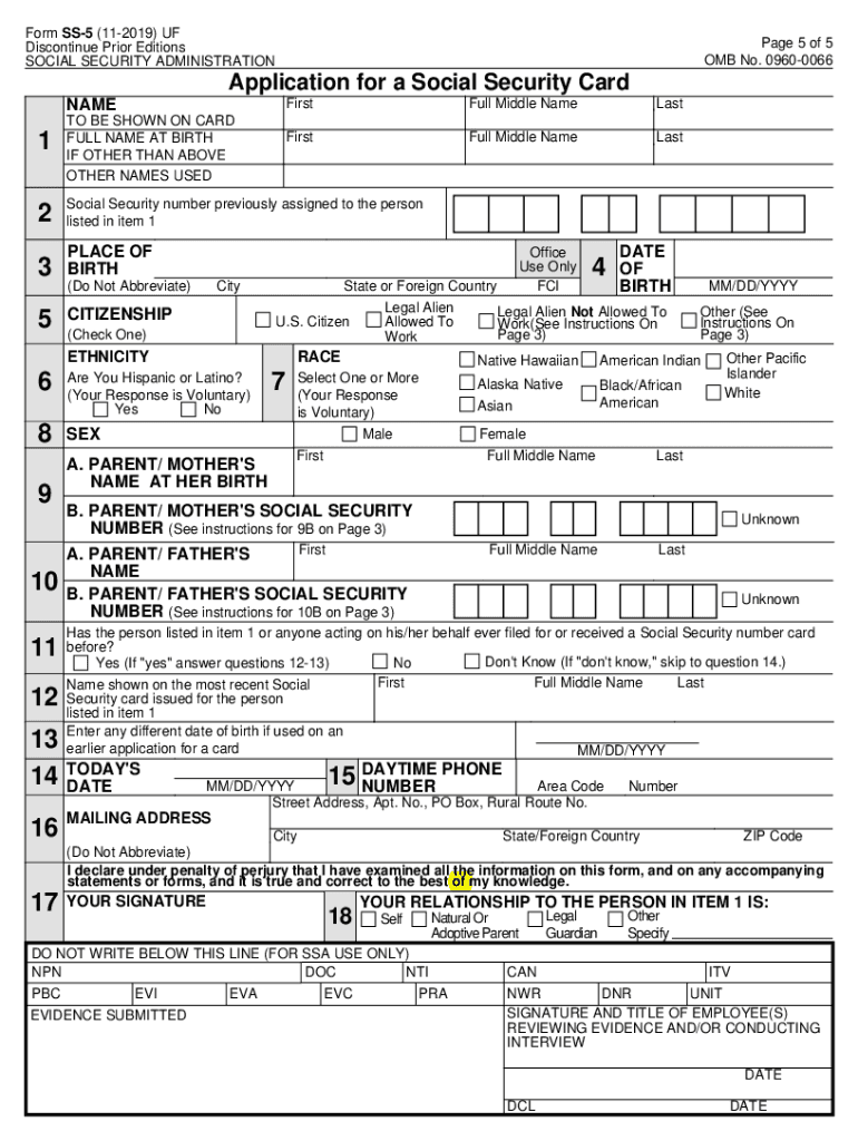 Fillable Online Form SS 5 Application for a Social Security Card. Use ...