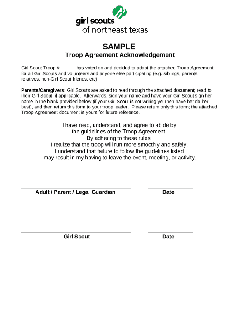 Volunteer Resources - Creating a Troop Agreement: Troops and ... Doc ...
