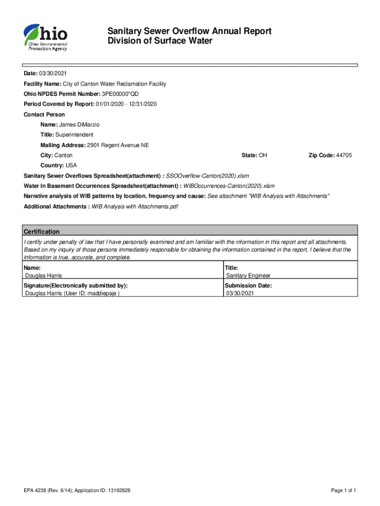 Fillable Online Sanitary Sewer Overflow Annual Report (PDF) Fax Email ...