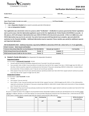 Fillable Online 2019 2020 Verification Worksheet (Group V1) Fax Email ...