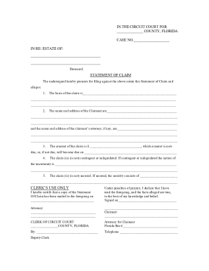 Fillable Online FREE 11+ Sample Statement of Claim Forms in ...