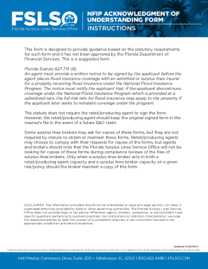 Fillable Online NFIP Acknowledgment of Understanding Form Fax Email ...