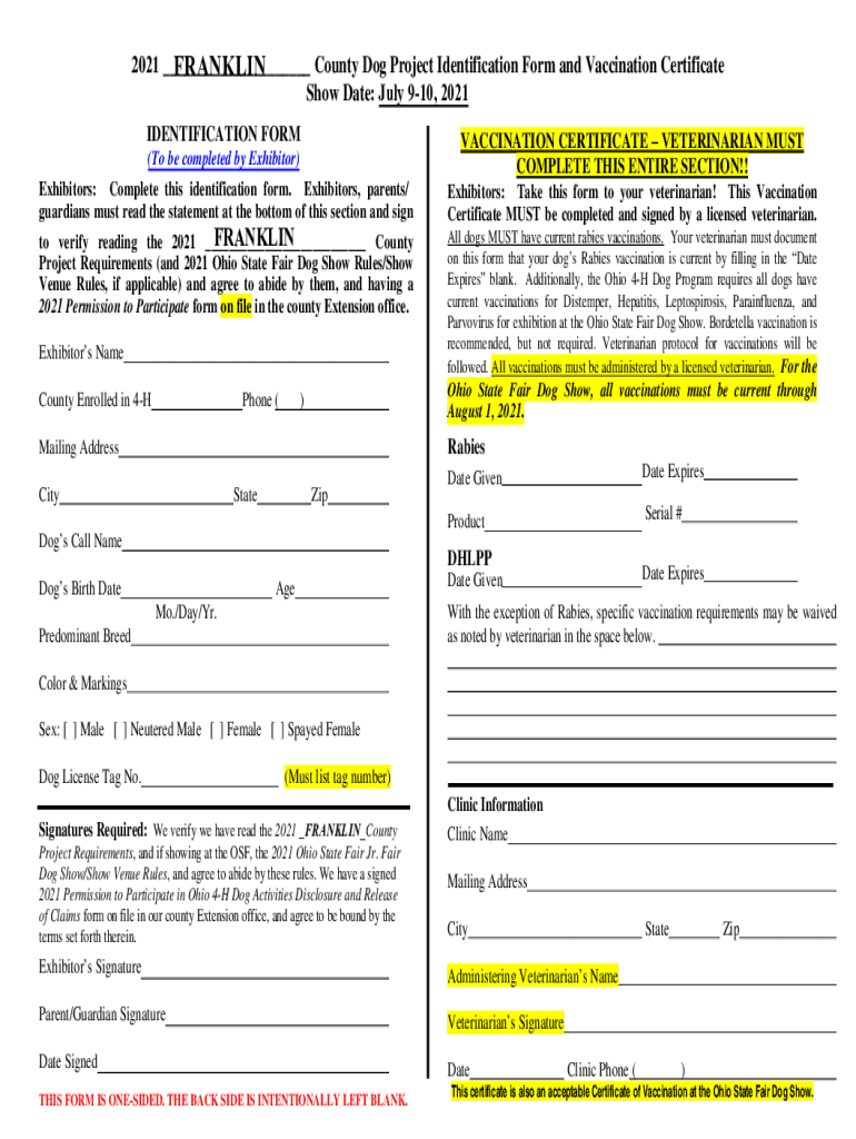Fillable Online franklin osu Junior Fair Exhibitor Letters & Forms ...