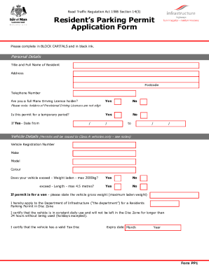 Fillable Online Temporary Resident s Parking Permit Application Form ...