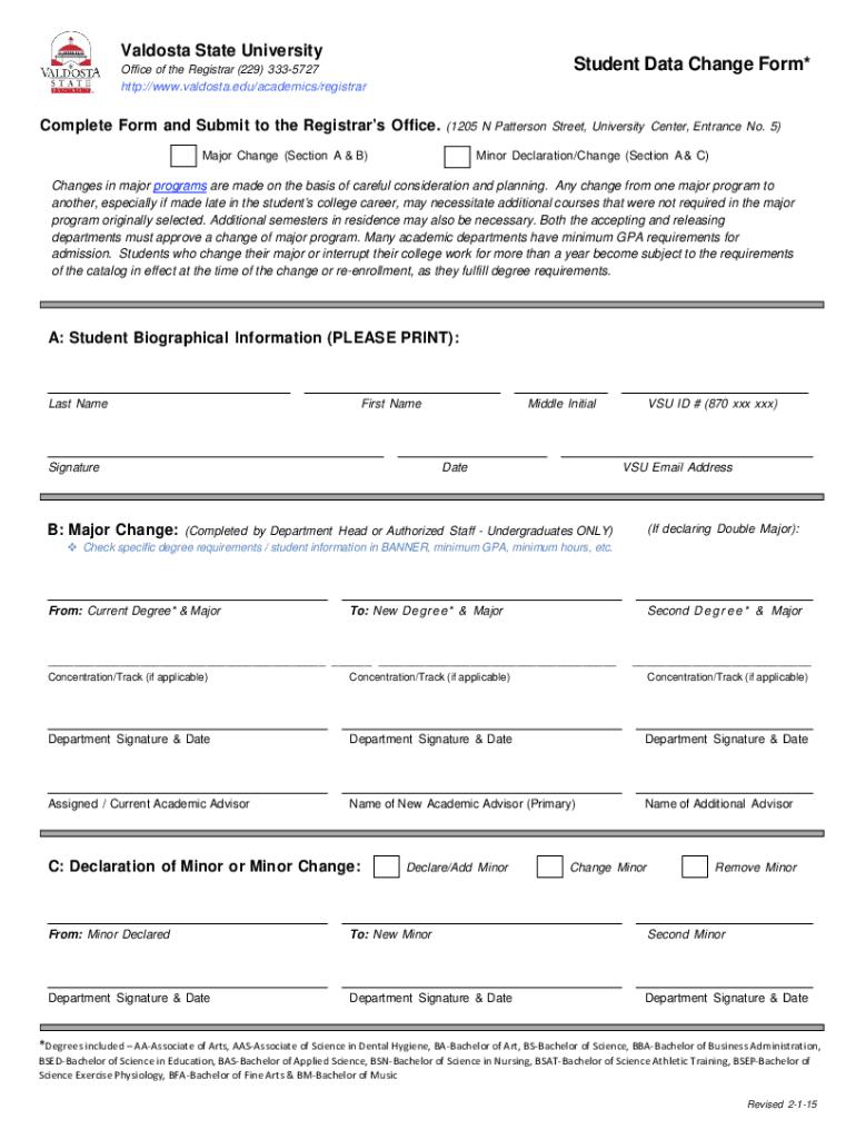 Fillable Online Student-Information-Change-Form-Registrar.docx Fax Email Print - pdfFiller
