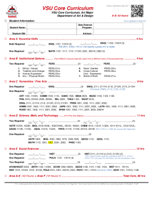 Fillable Online VSU Core Curriculum - Valdosta State University Fax ...