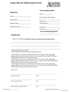Fillable Online Large Class DL Authorization Form Fax Email Print ...