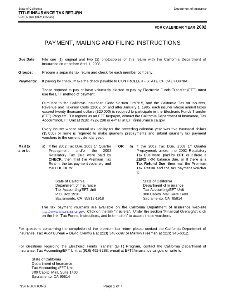 2020 Title Insurance Tax Instructions Doc Template | pdfFiller
