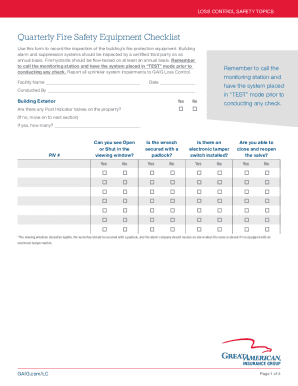Fillable Online Quarterly Fire Safety Equipment Checklist Fax Email ...