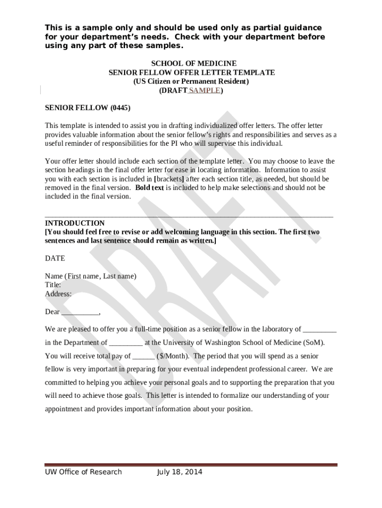 Clinical Fellowship Offer Letters: Guidelines and Exemplars Doc ...