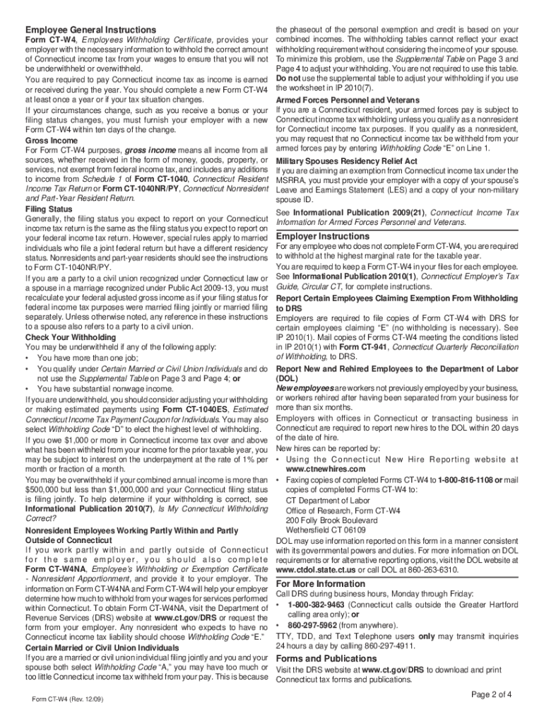 Fillable Online Form CT-W4,Employee's Withholding Certificate. Employee ...