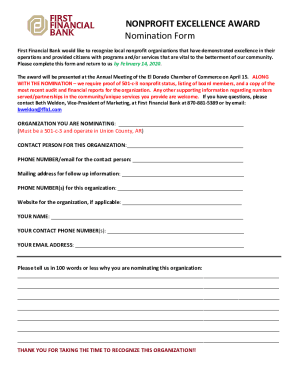 Fillable Online PDF NONPROFIT EXCELLENCE AWARD Nomination Form Fax Email Print - pdfFiller