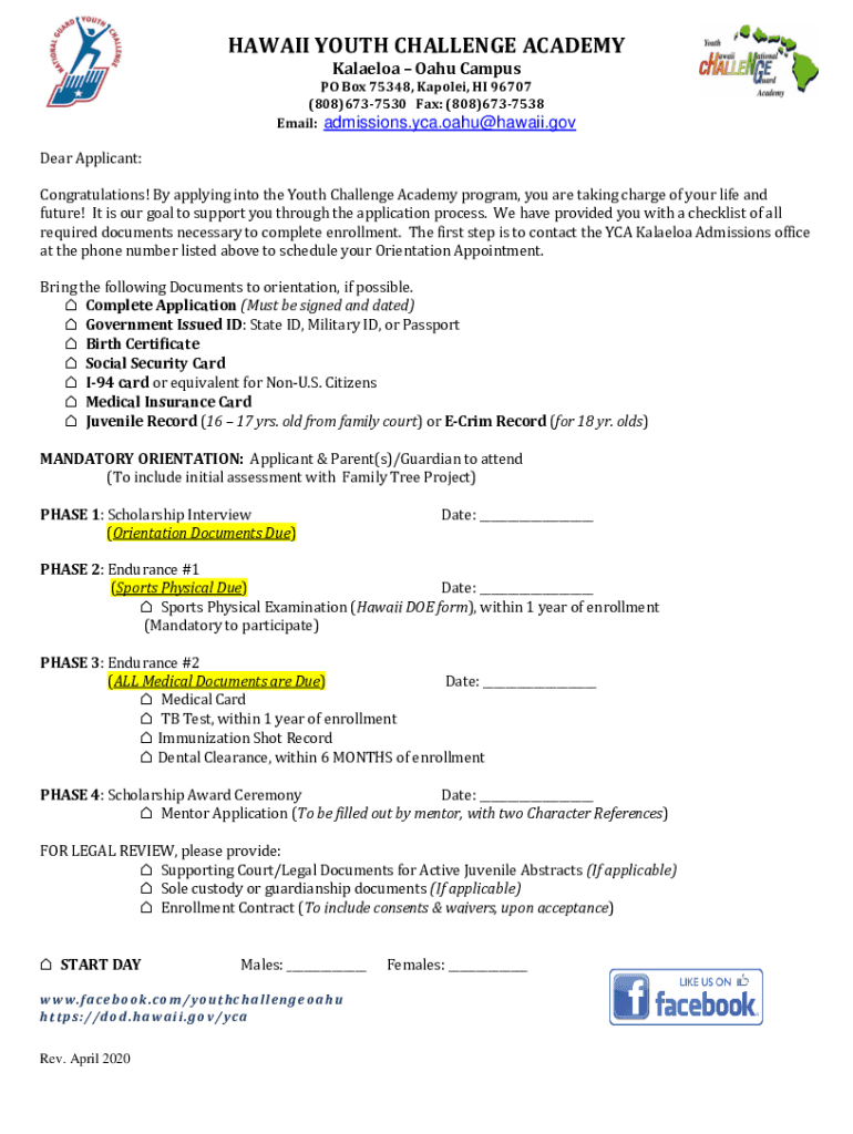 Fillable Online youth challenge hawaii Fax Email Print - pdfFiller