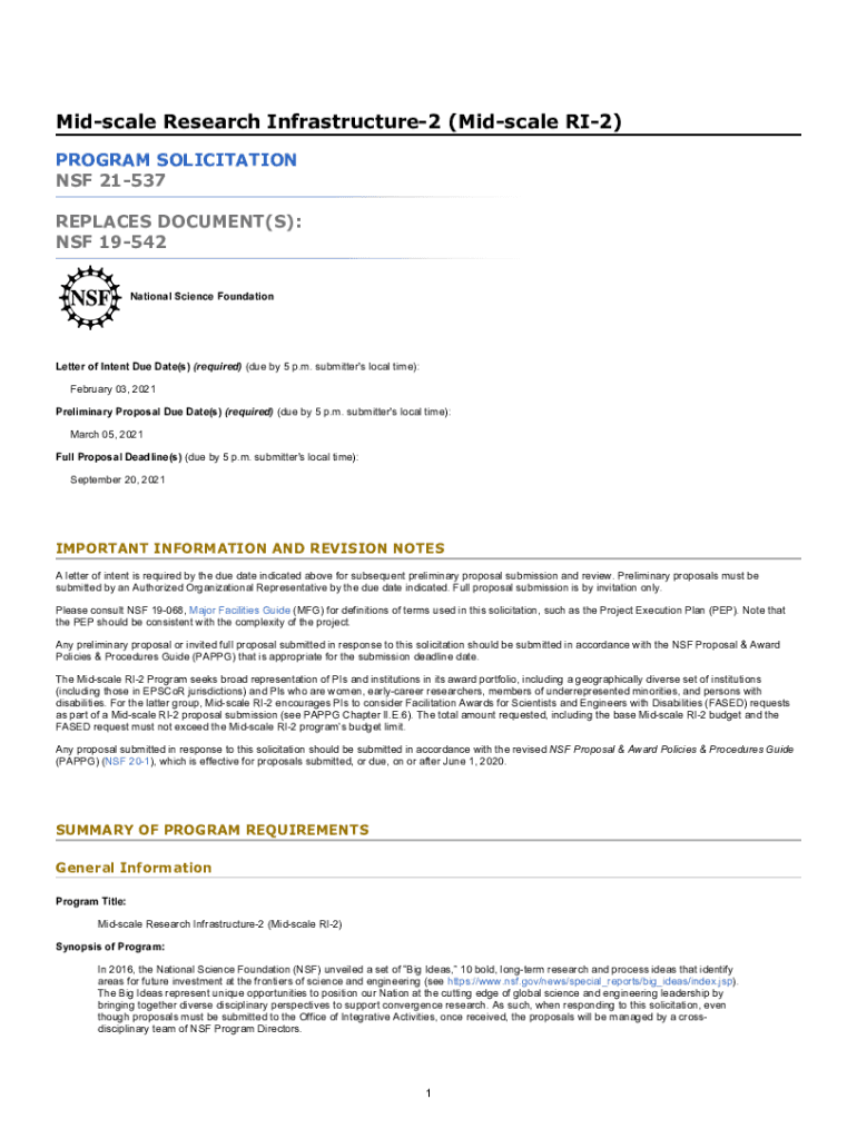 Fillable Online Mid-scale Research Infrastructure-2 (Mid-scale RI-2 ...