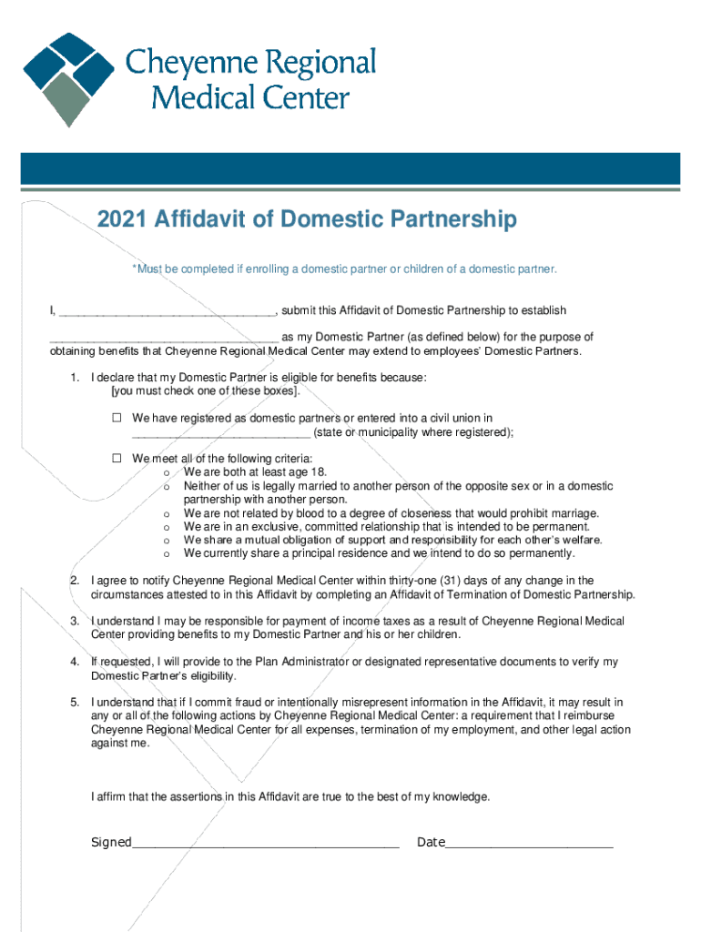 Fillable Online Affidavit of Domestic Partnership - Pinellas County ...