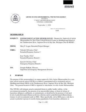 Fillable Online EPA ACTION MEMORANDUM. Region ID Fax Email Print - pdfFiller
