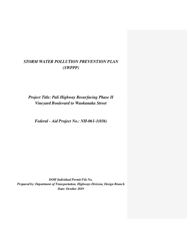 Fillable Online STORM WATER POLLUTION PREVENTION PLAN (SWPPP) Project ...