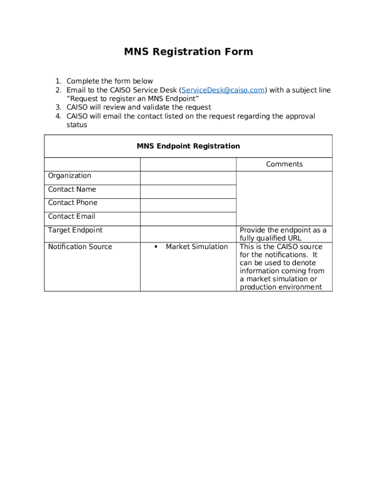 Market Notification Service Registration Doc Template | pdfFiller