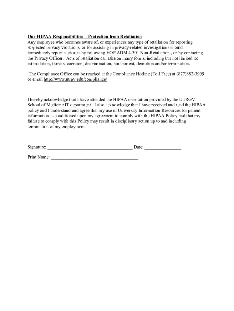 Fillable Online Health Insurance Portability and Accountability Act ...