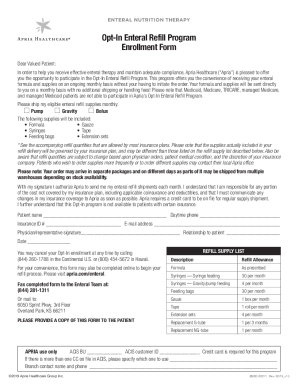 Fillable Online Opt-In Enteral Refill Program Enrollment Form - Apria ...