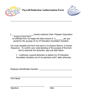Fillable Online AUTHORIZATION FOR VOLUNTARY PAYROLL DEDUCTIONFREE 14 ...