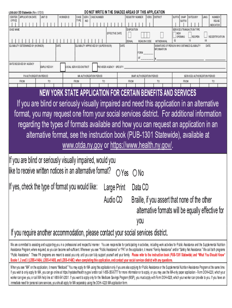 Fillable Online LDSS 2921 (Data Disc) - New York State Application For ...