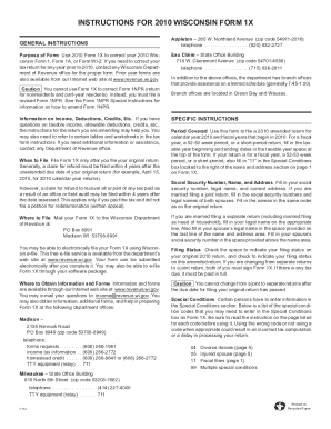 Fillable Online Instructions For Wisconsin Form 1x - Wisconsin ...