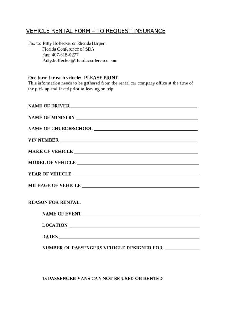 CAR RENTAL INFO Doc Template | pdfFiller
