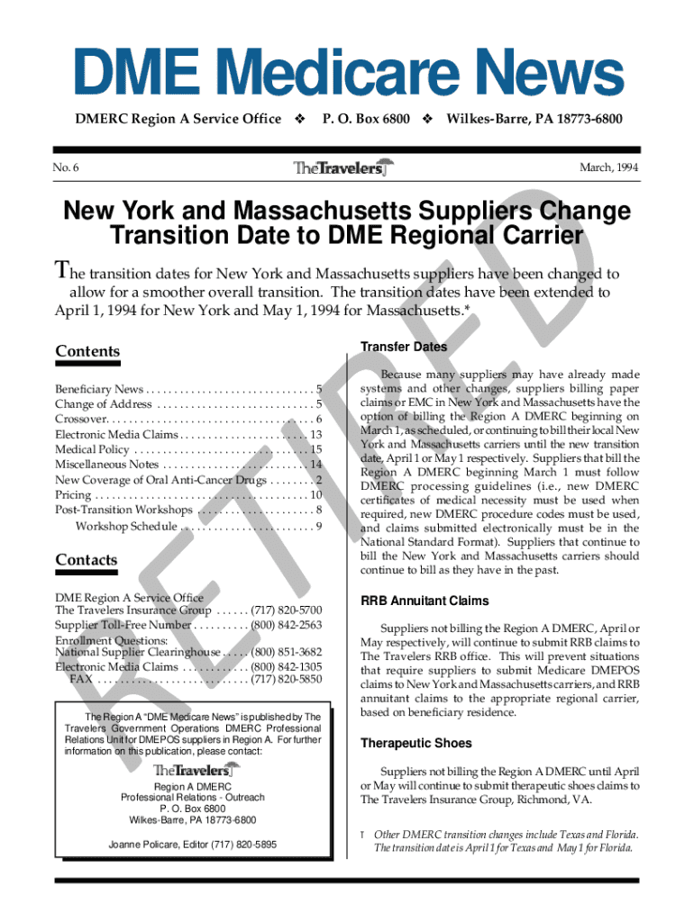 Fillable Online DMERC Region A Service Office P. O. Box 6800 Wilkes ...