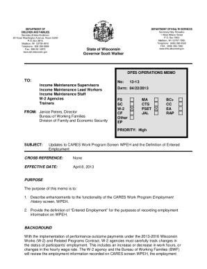 Fillable Online dcf wisconsin Ops Memo 13-13 Fax Email Print - pdfFiller