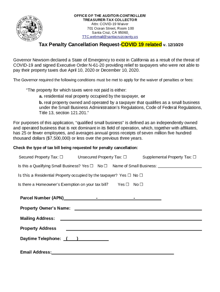 Request for Relief From PenaltyCOVID 19.docx Doc Template | pdfFiller