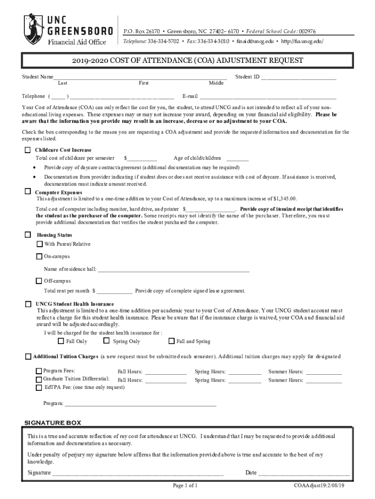 Fillable Online fia uncg 2019-20 DEPENDENT STUDENT HOUSEHOLD SIZE ...