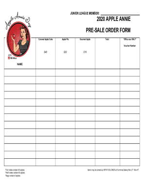 Fillable Online 2020 Apple Annie Gourmet Pre-Sale Order Form Fax Email ...