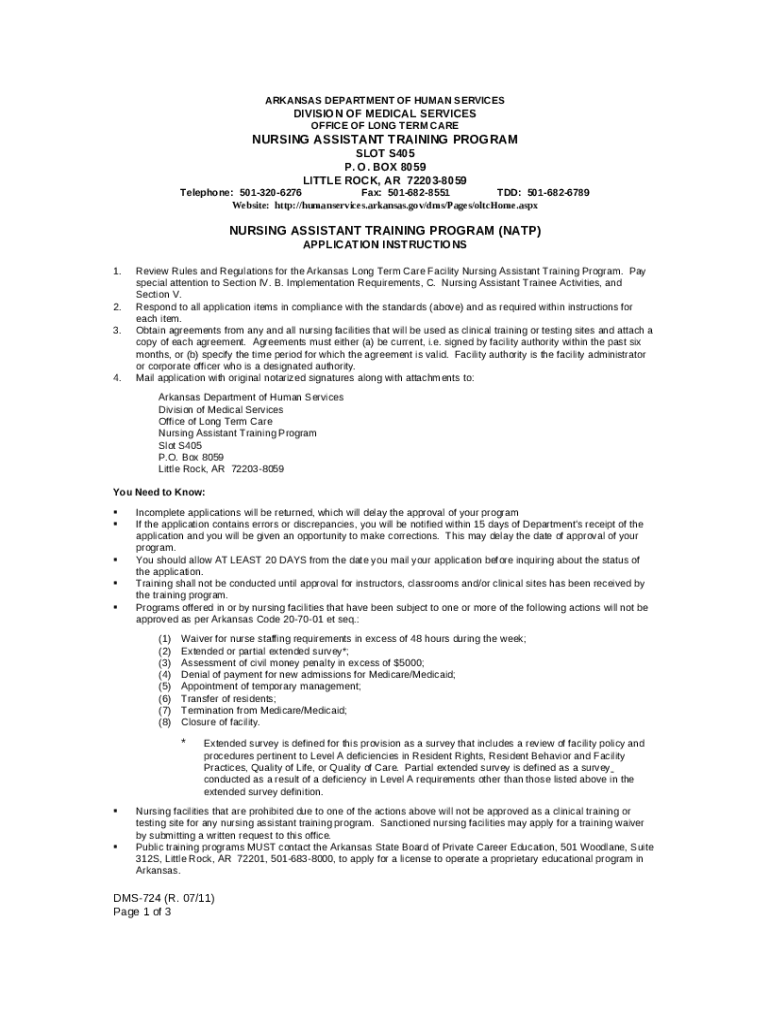 Certified Nursing Assistant (CNA)Nursing Assistant Training Program Application - humanservices ...