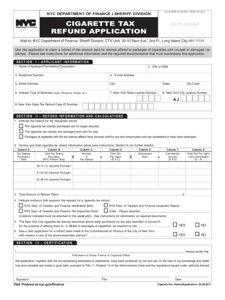 Fillable Online NYC NEW YORK CITY DEPARTMENT OF FINANCE DO NOT WRITE IN ...