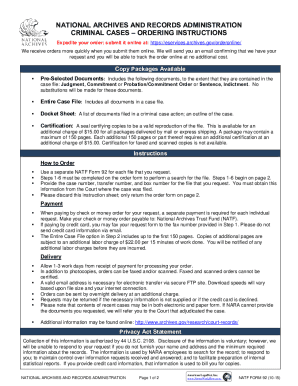 Fillable Online Criminal Cases Court Order Form - United States ...