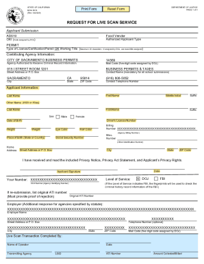 Fillable Online BCIA 8016RR - REQUEST FOR LIVE SCAN - State of ...