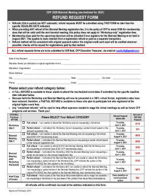 Fillable Online Refunds (full or partial) are NOT automatic; refund ...