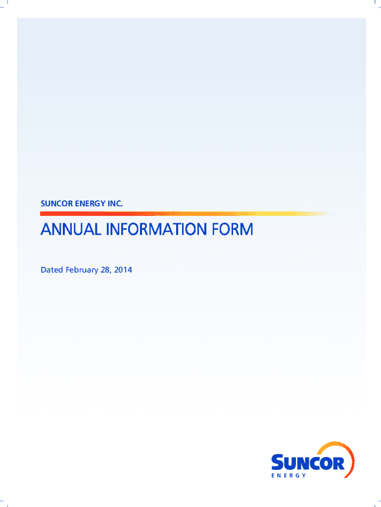 Fillable Online SUNCOR ENERGY INC. ANNUAL INFORMATION FORM - PDF Free ...