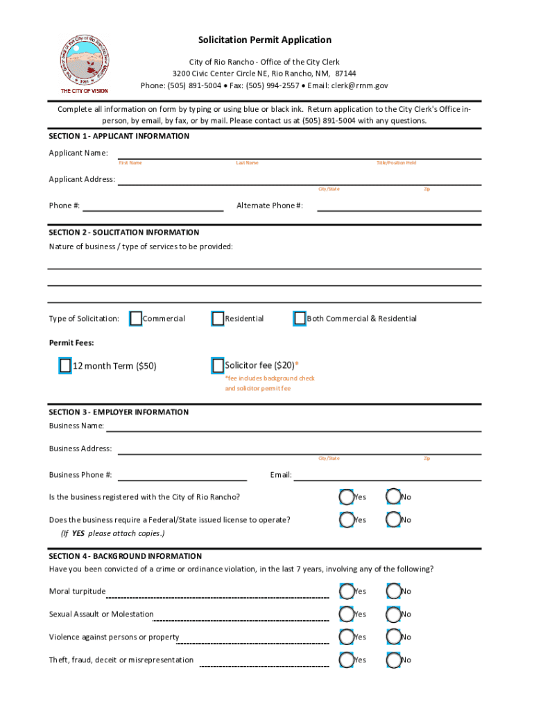 Fillable Online Solicitation Permit Packet Fax Email Print - pdfFiller