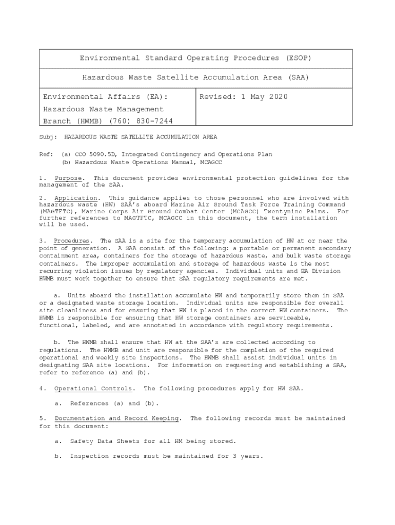 Fillable Online Environmental Standard Operating Procedures (ESOP) Vehicle ... Fax Email Print ...