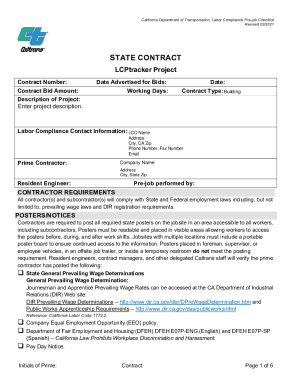 Fillable Online dot ca State Contract LCP Tracker Pre-job checklist ...