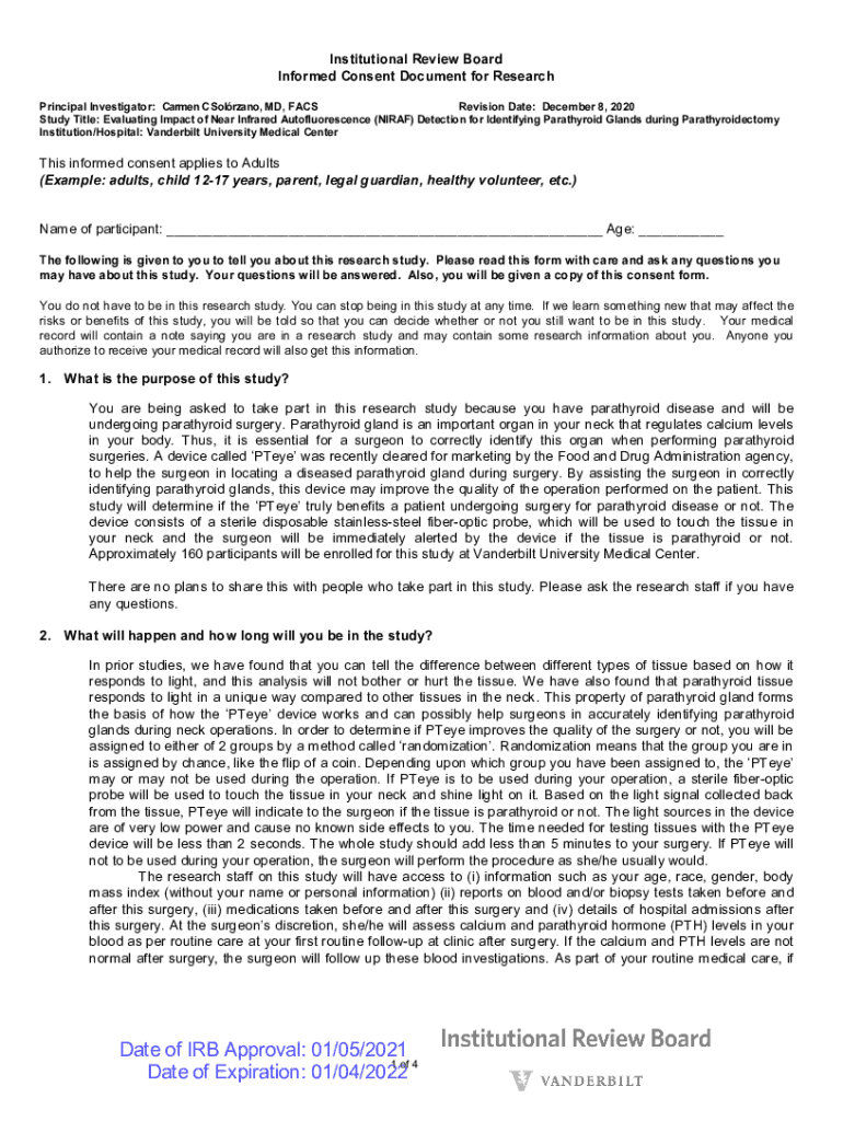 Fillable Online Institutional Review Board Informed Consent Document for ... Fax Email Print ...